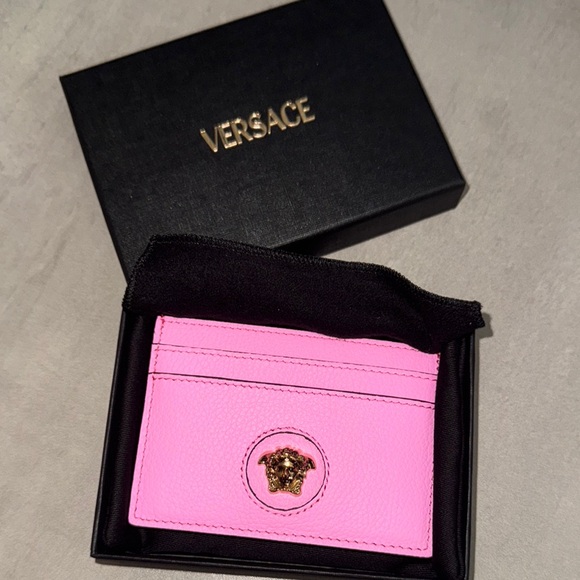 Versace | Bags | Versace Medusa Pink Leather Card Case | Poshmark
